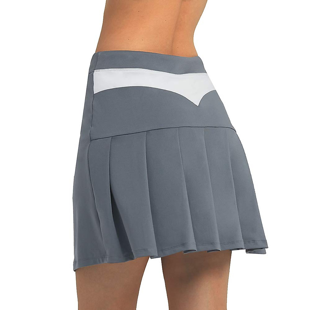 PCGAGA Pleated Tennis Skirt for Women Women's High Waisted Golf Skirt with Inner Shorts Pockets Golf Skirts Grey