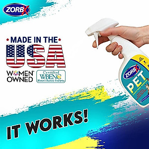 ZORBX Pet Stain and Odor Eliminator for Strong Odor - Dual Action Natural Enzymes Pet Odor Neutralizer & Stain Remover for Dog & Cat Urine | Carpet Cleaner Spray - 24 FL Oz