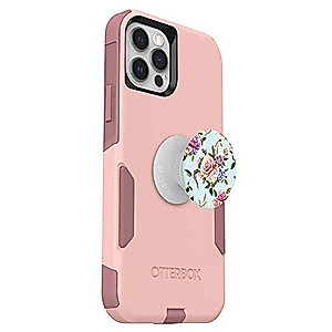 OtterBox Bundle: COMMUTER SERIES Case for iPhone 12 & iPhone 12 Pro - (BALLET WAY) + PopSockets PopGrip - (RETRO WILD ROSE)