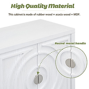 LUMISOL Wood Kitchen Sideboard Buffet Cabinet with Storage Doors Farmhouse Storage Sideboard for Dining Living Room with Metal Handles and Adjustable Shelf