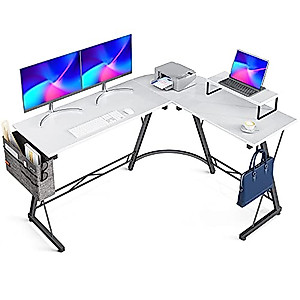 Casaottima L Shaped Desk Gaming Desk Home Office Desk Computer Desk with Round Corner, Large Monitor Stand