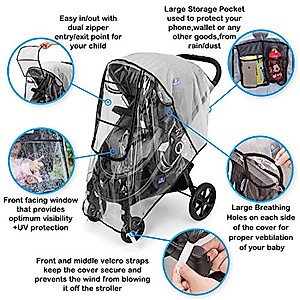 Stroller Rain Cover and Baby Stroller Mosquito Net(2-Piece Set),Baby Travel Weather Shield, Universal, Protect from Wind, Rain, Snow, Cold