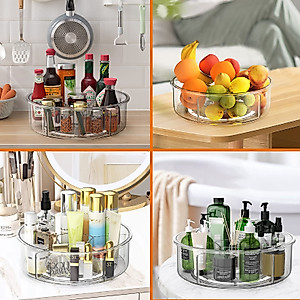 Lazy Susan Organizer, Clear Acrylic Large Lazy Susan Turntable Organizer with Dividers, Spinning Spice Lazy Susan Organizer Pantry for Cabinet/Bathroom/Countertop/Refrigerator/Kitchen