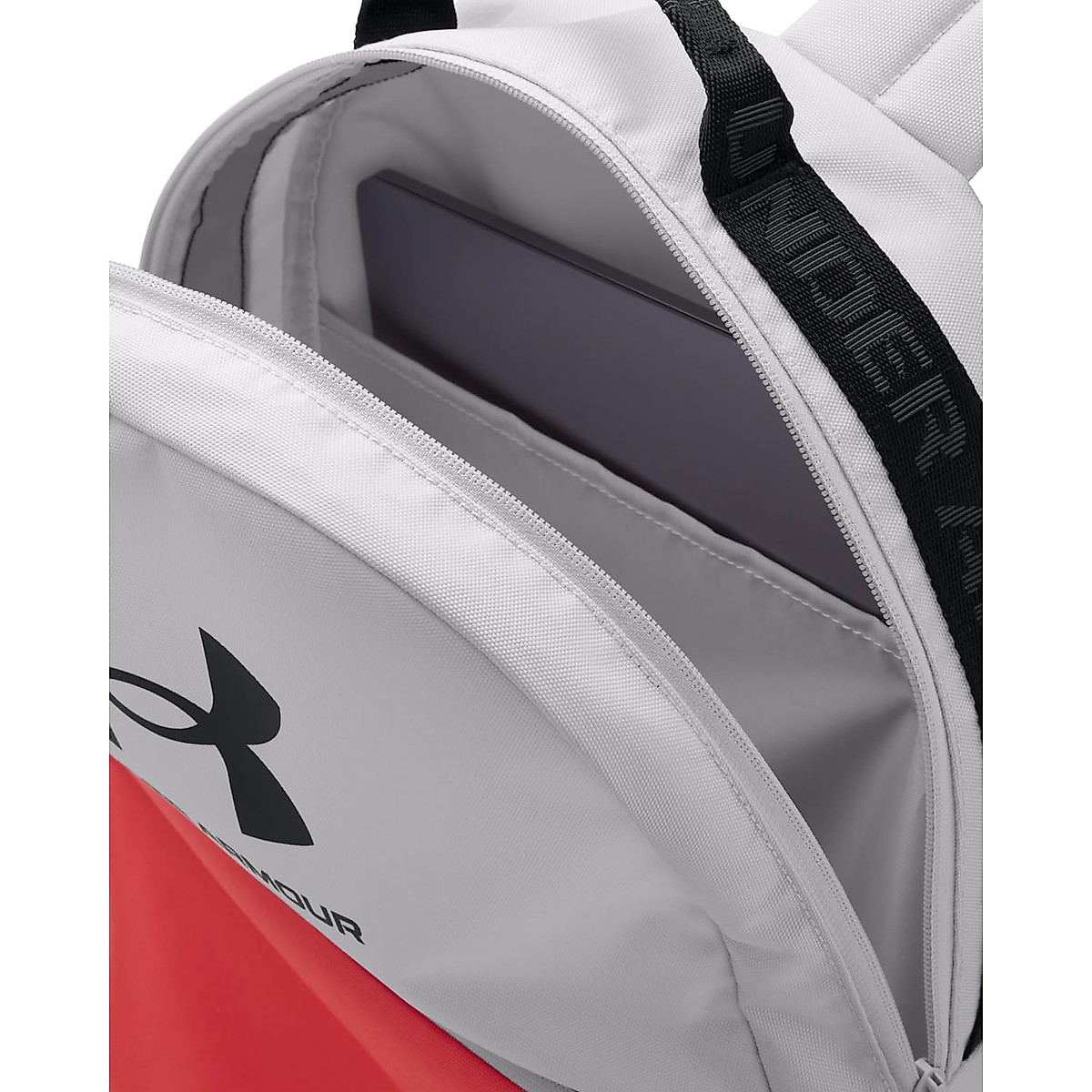 Under Armour Unisex-Adult Loudon Backpack, (014) Halo Gray/Rush Red/Black, One Size Fits Most
