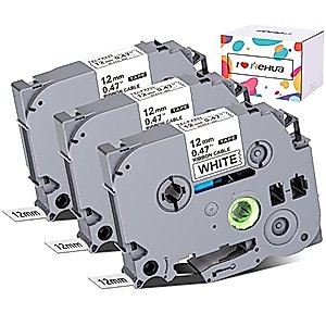 Hehua Compatible TZe-FX231 Flexible Label Tape Replacement for Brother TZeFX231 Cable Label Black on White 0.47" x 26.2' Work for P-Touch PT-D210 PT-D400 PT-H100 PT-D200 PT-D600 Labelmakers, 3 Pack