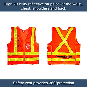 KITCHDAY NYCTA Contractor High Visibility Reflective Safety Vest with Zipper and Pocket Orange (Large)