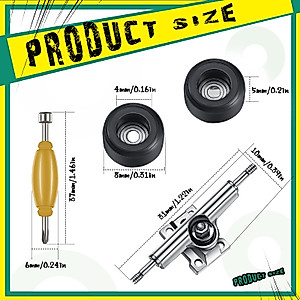 8 Pcs Fingerboard Bearing Wheels Standard Fingerboard Tool Fingerboard CNC Lathed Bearing Wheels Fingerboard Screwdriver and 2 Pcs Nut Driver for 34 mm Wide Decks Finger Skateboard Trucks (Black)