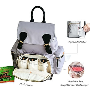 WALLOPTON Diaper Bag Backpack - Multi Function Backpack with Stroller Strap - Stylish Lightweight Large Capacity & Water Resistance - Baby Bag for girls & boys (Grey)