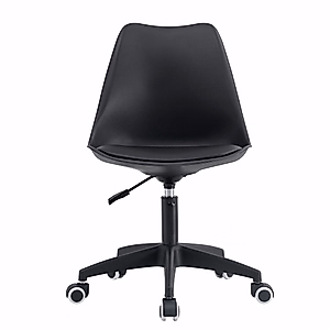 CIATRE Black Modern Home Office Desk Chairs, Adjustable 360 °Swivel Chair Engineering Plastic Armless Swivel Computer Chair with Wheels for Living Room, Bed Room Office Hotel Dining Room