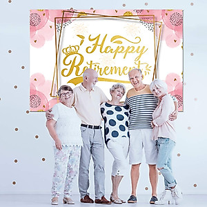 PAKBOOM Happy Retirement Backdrop Banner - Retirement Party Decorations Supplies for Women - 3.9 x 5.9ft Pink Gold