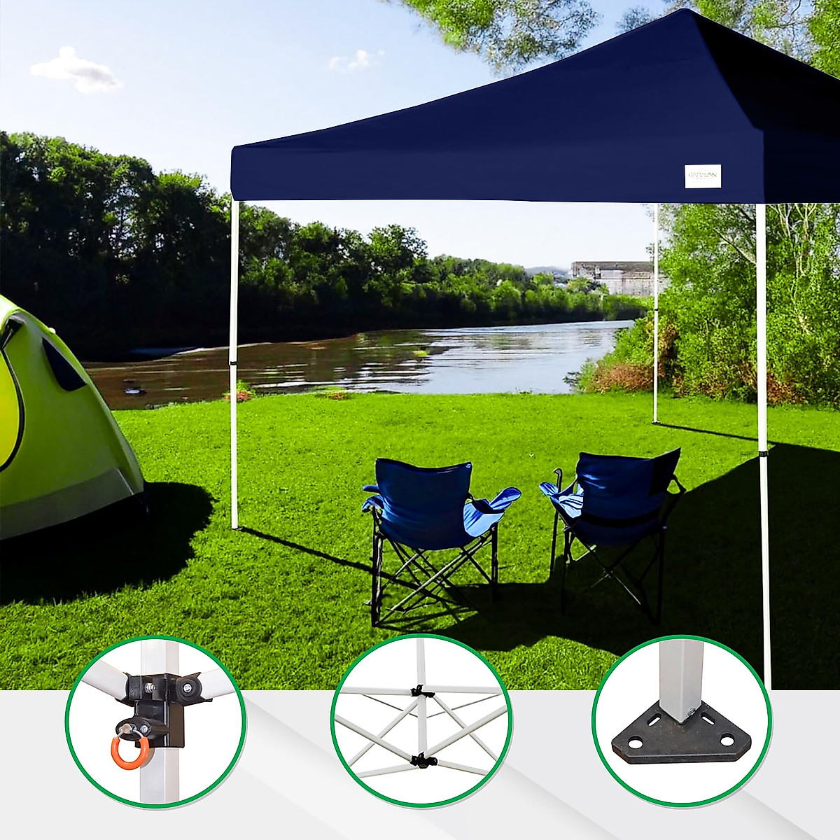 Caravan Canopy V-Series 12 x 12' Tent Sidewalls with V-Series 2 12 x 12' Pop-Up Tent Slanted Leg Instant Canopy & 4 6-Pound Cement Weight Plates