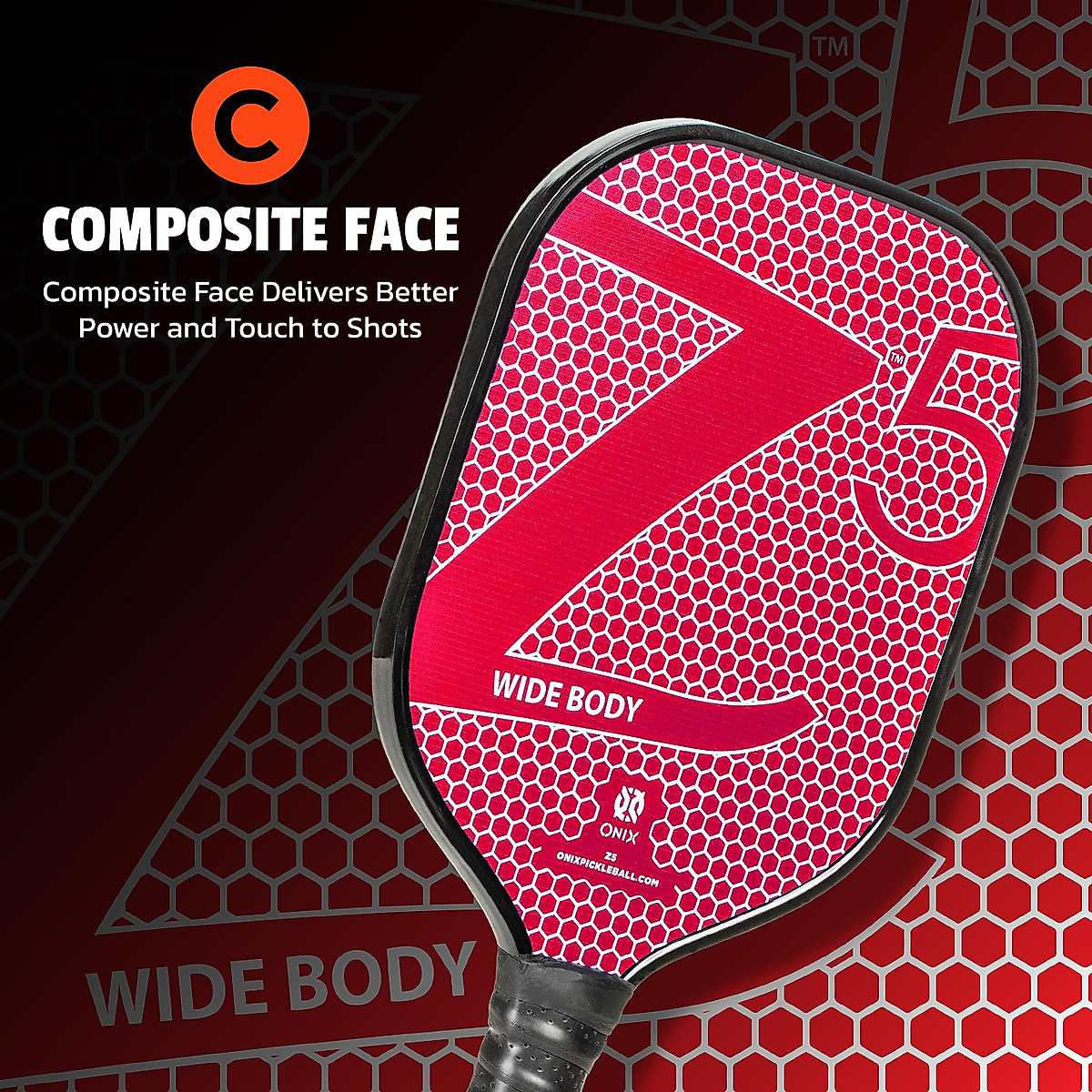 Onix Composite Z5 Pickleball Paddle, Red
