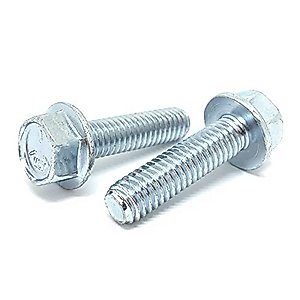 (6 Pieces) 3/8-16x1-1/4" Grade 5 Hex Flange Bolts Screws UNC Coarse Full Threads Zinc Clear