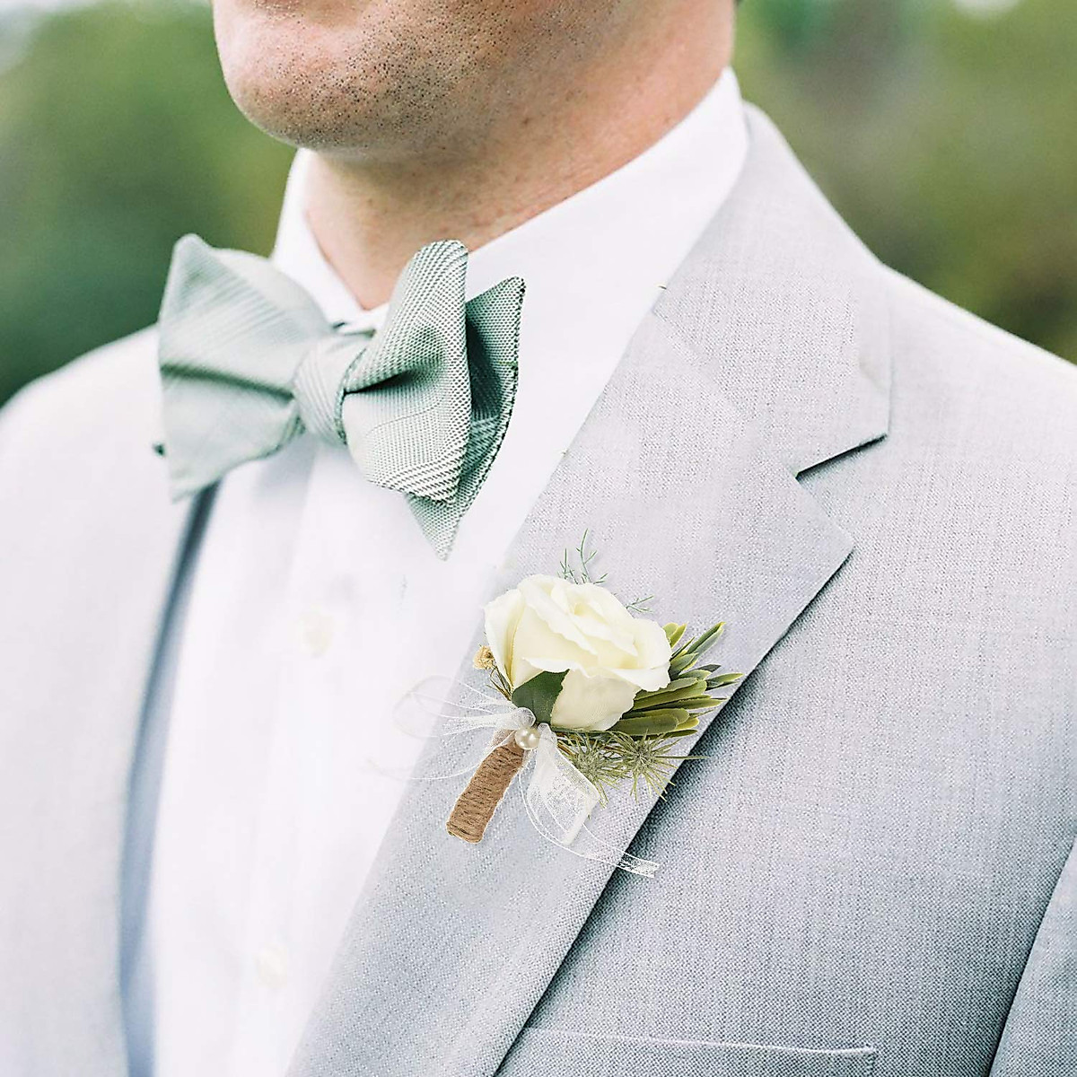 DearHouse 2 Pack Boutonniere Buttonholes and Wrist Corsage Wristband Roses Wrist Corsage, Groom Groomsman Best Man and Girl Brides Rose Wedding Flowers Accessories Prom Suit Decoration