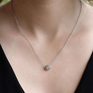 1/2 Carat | 14K White Gold | Natural Diamond Bezel Solitaire Diamond Pendant Necklace | H-I Color, I3 Clarity | Tanache