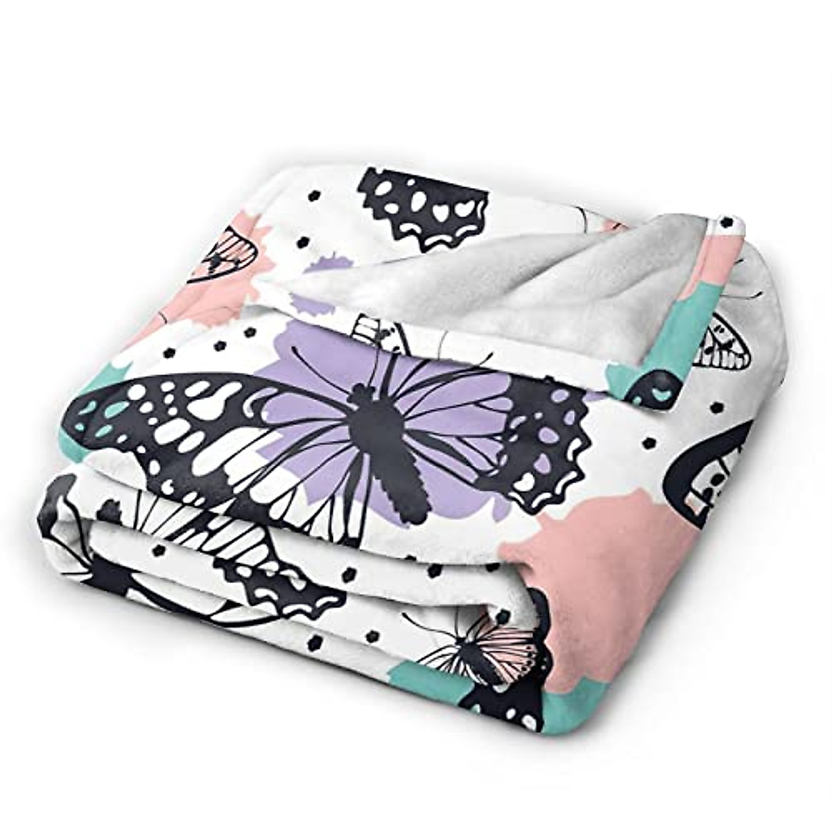 Butterfly Blanket Cozy Plush Flannel Fleece Colorful Butterflies Throw Blanket for Adult Youth Kids Ultra Soft Lightweight Fuzzy Party Blankets Gifts for Bed Couch Sofa 50"x40"
