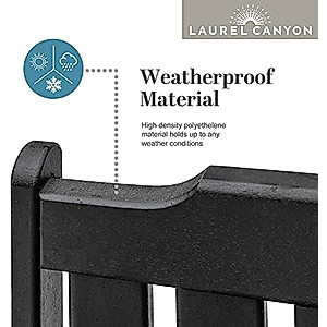Laurel Canyon 48" Outdoor Bench HDPE Recycled Plastic Patio Garden Bench for Porch, Yard, Park, Lawn, Black