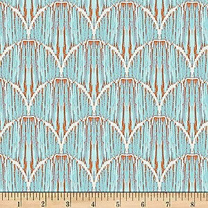 Art Gallery Fabrics Art Gallery Indigo and Aster Courbe Ikat Sky Fabric, Blue