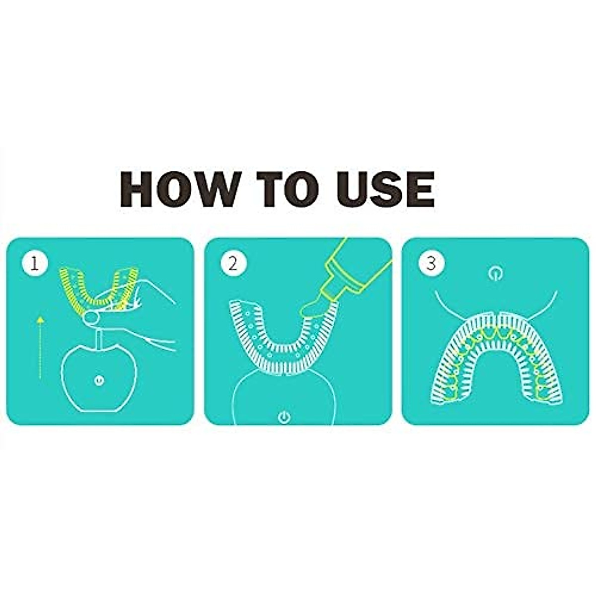 V-White U-Shaped Replacement Head for Ultrasonic Toothbrush — Food Grade Silicone Head with Bristles to Clean Between Teeth — Mouthpiece for Oral Hygiene and Preventive Care — Adult (1-Pack)