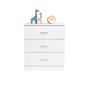 HIGOH Bedside Table Bedroom Furniture Bedside Table Dresser with 3 Storage Drawers