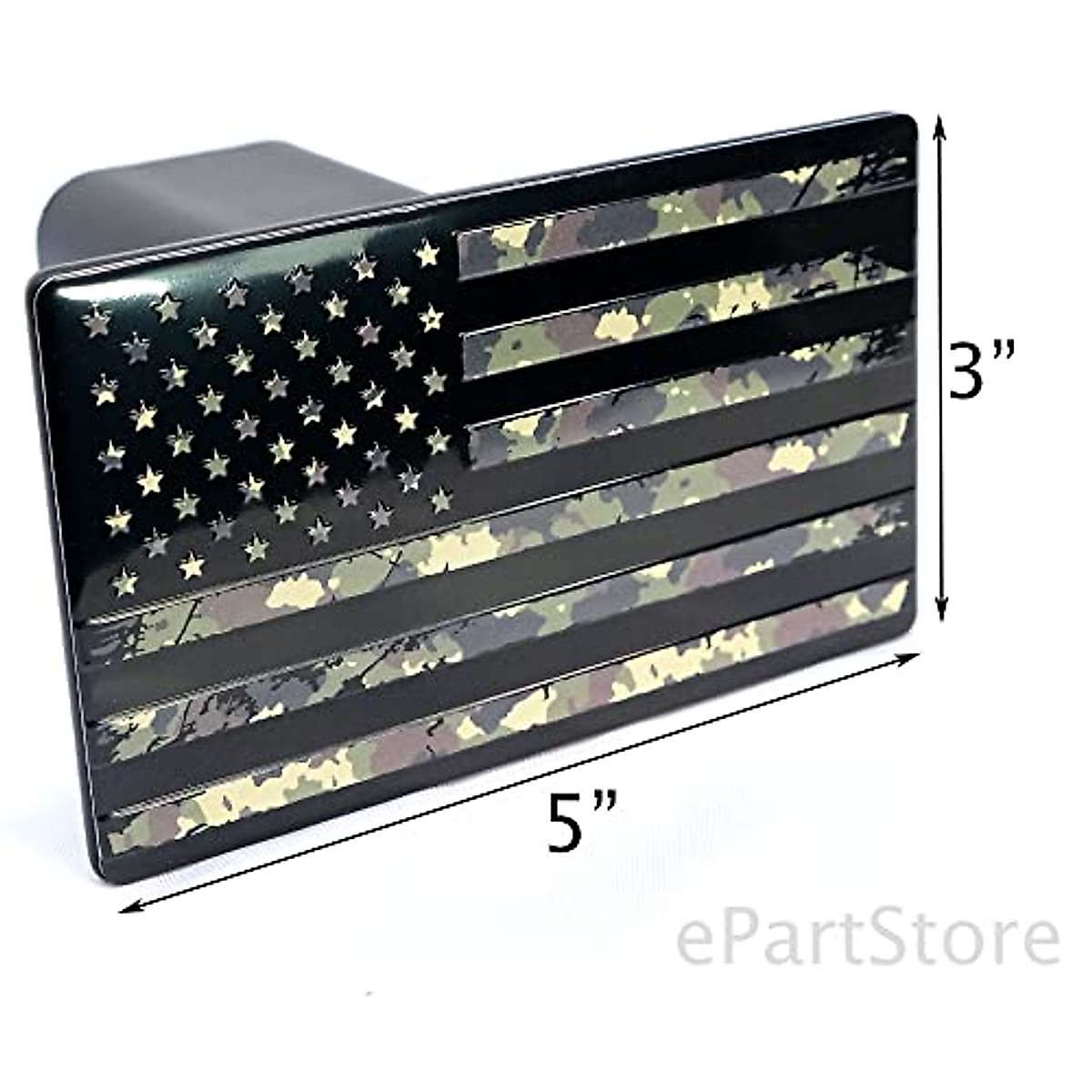 eVerHITCH USA American Flag Metal Hitch Cover (Fits 2" Receiver, Military Camouflage)