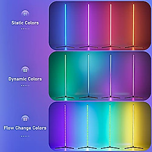 bedee RGB LED Corner Floor Lamp: Dimmable Corner Floor Lamp with Music Sync and 16 Million DIY Colors, Color Changing Standing Lamp with Smart Bluetooth APP and Remote Control for Living Room Bedroom