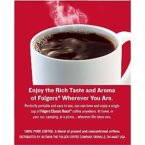 Folgers Coffee Singles Classic Medium Roast Coffee Bags 19 Count (Pack of 6)