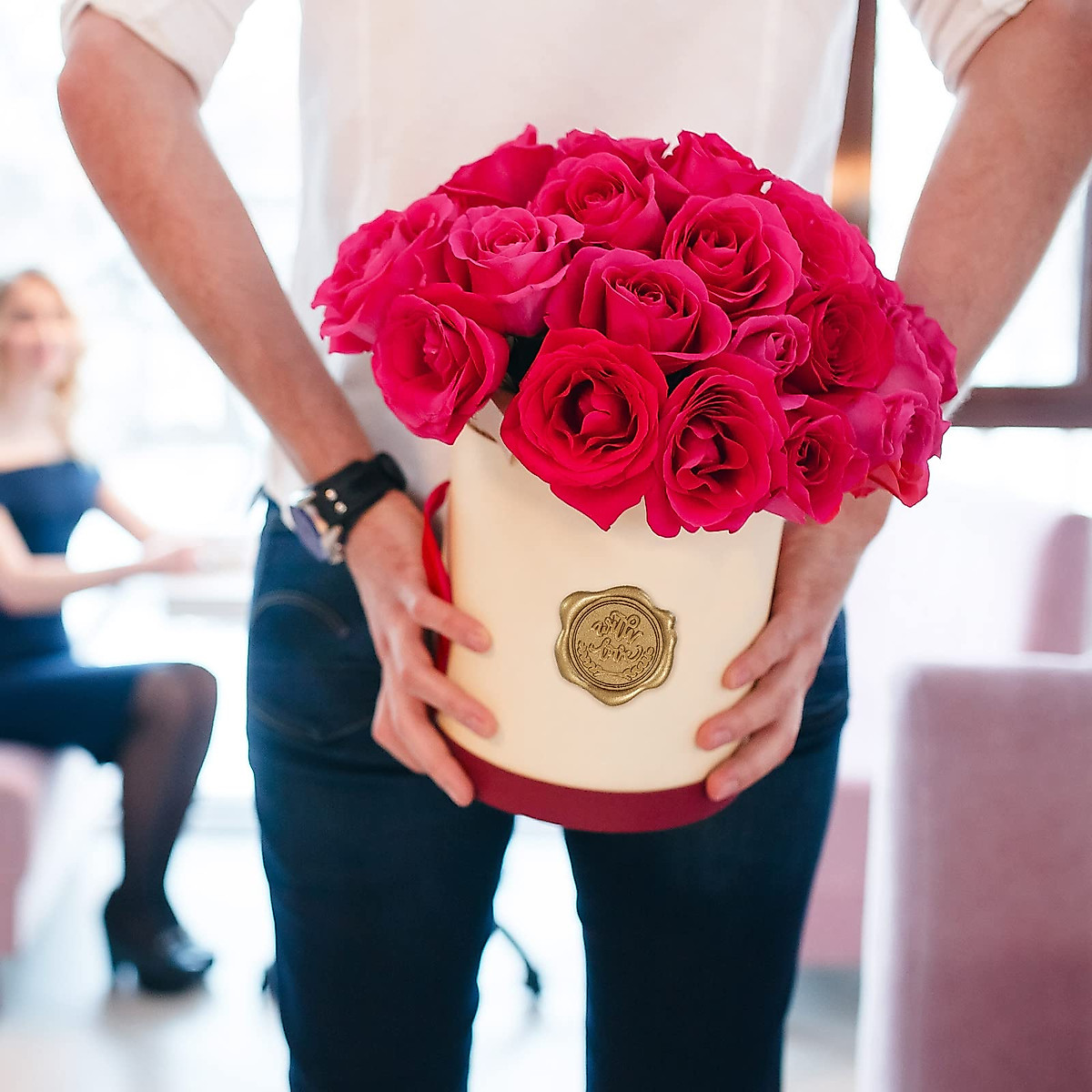 Whaline 50Pcs Gold Wax Seal Stickers with Love Stickers Envelope Sealing 3D Bronze with Love Self-Adhesive Embossed Stickers for Wedding Baby Shower Anniversary Invitation Cards Mails Gift Decor