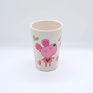 Bamboo Cups For Kids Set of 4 Cute Fun Animal 12 Oz Drinking & Snack Toddler Smoothie Bathroom Eco Friendly Organic Fibre Shatter Resistant BPA Free Dishwasher Safe, White, 4 Count (Pack of 1)