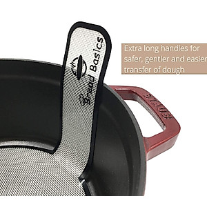 Bread Basics Silicone Baking Mat for Dutch Oven Bread Baking w/Storage Band - Long Handles for Gentler & Safer Transfer of Dough - Easy to Clean - Eco-Friendly Alternative for Parchment Paper - 8.3"