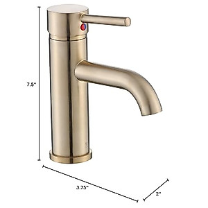 Derengge Single Lever Bathroom Faucet,Single Hole Bathroom Sink Faucet,Brushed Gold Lavatory Faucet,F-509-CS