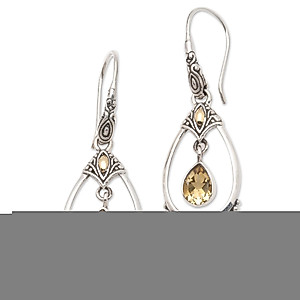NOVICA Artisan Handmade Goldaccented Citrine Dangle Earrings with 18k Sterling Silver Indonesia Birthstone Gemstone [2 in L x 0.6 in W x 0.1 in D] ' Victoriana'