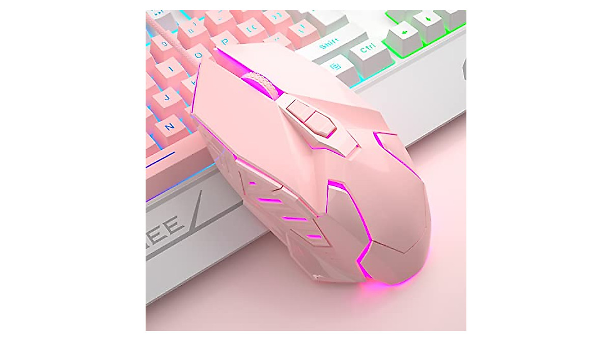 Pink Gaming Keyboard and Mouse Combo – RGB Backlit Set