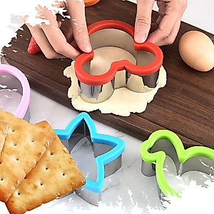 [18 pcs] Abruga Upgraded Sandwich Cutter Cookie Cutters and Sealer Set, Sandwich Maker, Vegetable Cutter and Fruit Stamps Mold with Mickey Dinosaur Star etc for Kids Lunch Bento Box, Food Supplement