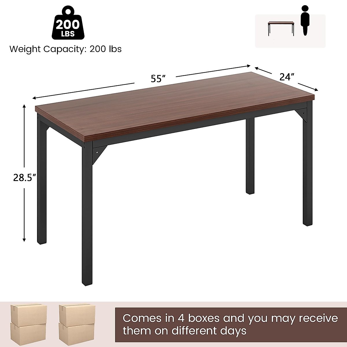 Tangkula Conference Table Set of 4, Rectangular Meeting Room Table with Large Tabletop & Heavy-Duty Metal Frame, Multifunctional Computer Desk for Home, Office, Conference Room