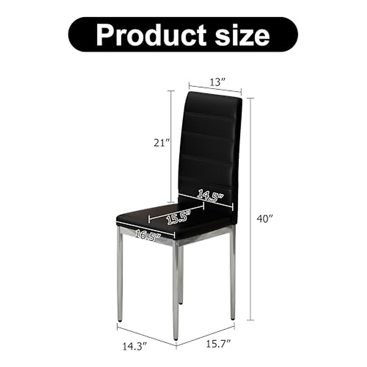 WINWOL Modern Dining Chairs Set of 4,Products are Perfect for Restaurants, Living Rooms, Kitchens, and Offices,PU Leather Upholstery,high Back and Metal Legs (Black, Set of 4)