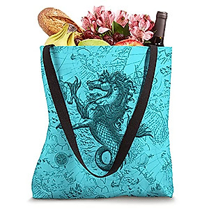 Nautical map retro style seahorse Tote Bag