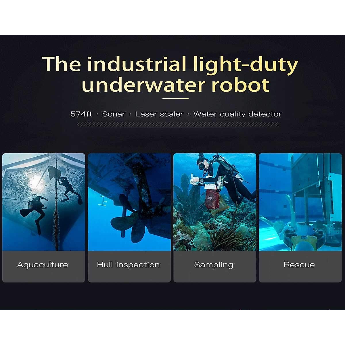 200M Underwater Drone ROV Robot with 4K UHD Action Camera Remote Control Shooting Under Water Camera Unmanned Submarine for Diving Fishing (200m)