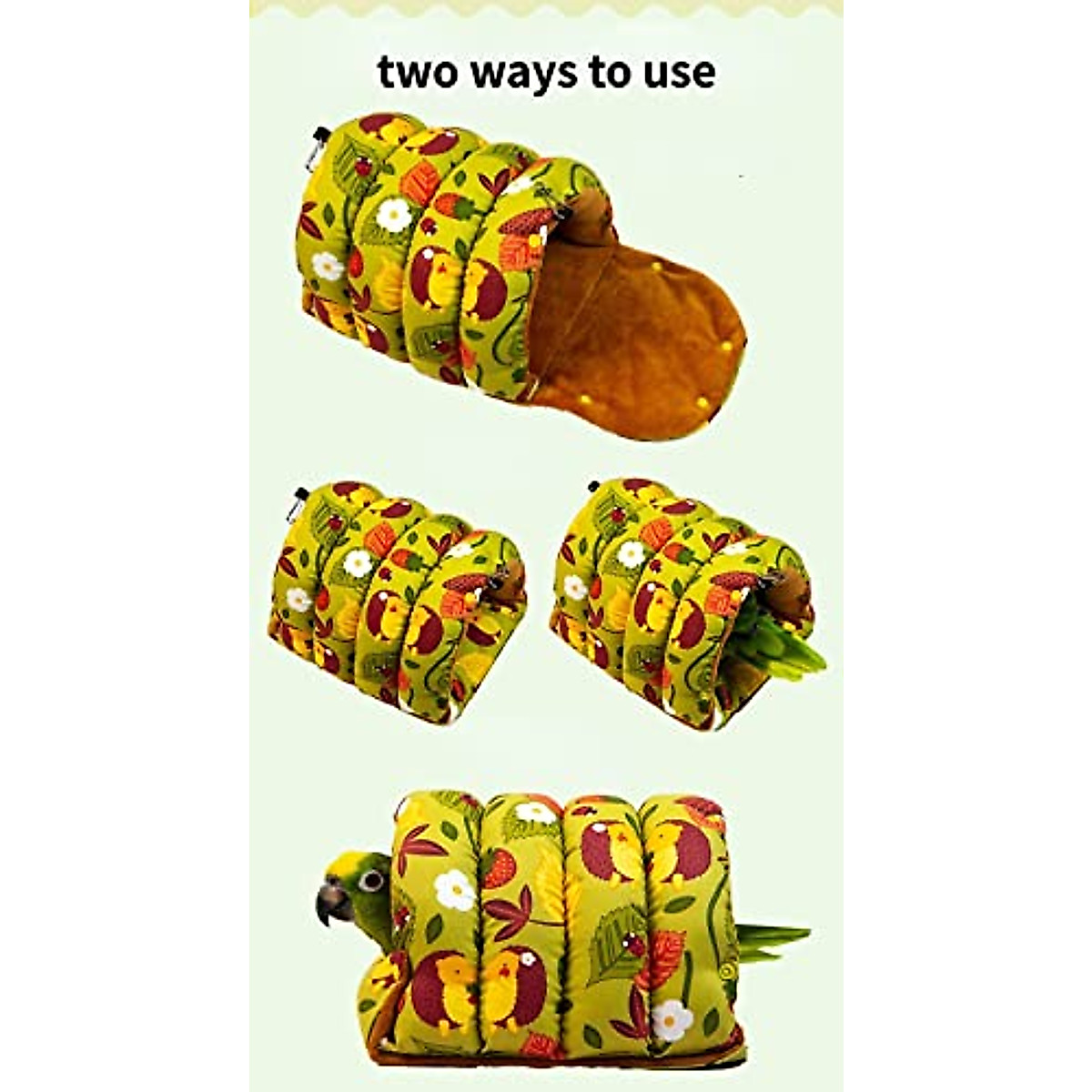 Parrot Warm House Bird Nest Winter Hanging Hammock Birds Sleeping Bed Parrot Hideway Bed Washable for Parrot Parakeet Cockatiels Budgies Lovebird (L,Deep Yellow)