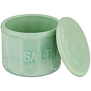 Tablecraft Salt Cellar with Lid, 3.75" x 3.75" x 3.125", Green