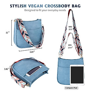 Viva Terry Vegan Leather Crossbody Fashion Shoulder Bag Purse with Adjustable Strap (Light Blue)