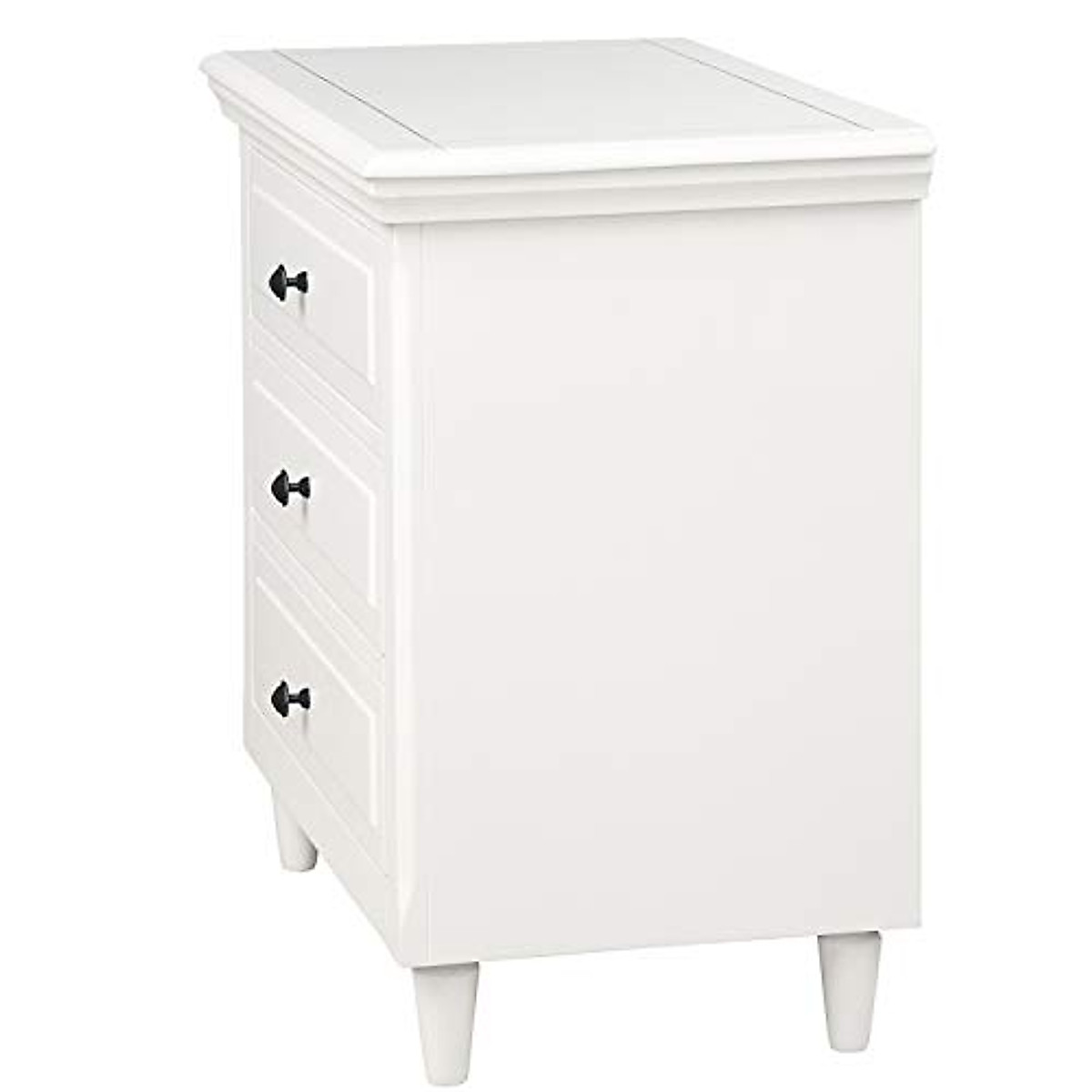 Knocbel 3-Drawer Night Stand, Solid Wood Bedside Nightstand Sofa Side End Table, Fully Assembled, 28.1" H x 27.9" W x 16.9" D (White)