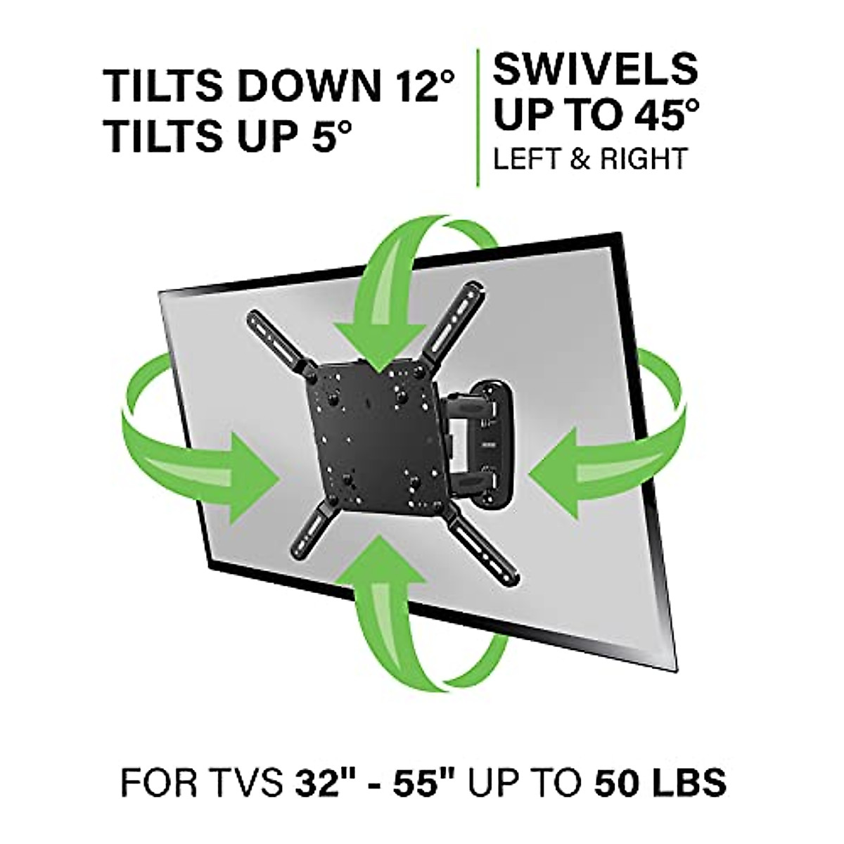 Made for Amazon Universal Full-Motion TV Wall Mount for TVs up to 55" and Compatible with Amazon Fire TVs