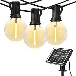 SUNTHIN Solar String Lights, 50ft Solar Patio Lights with 24 Shatterproof G40 LED Bulbs, Waterproof Solar Powered Outdoor Lights for Backyard, Garden, Deck, Porch, Pergola, Pool, Camping, Party