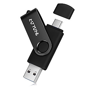Thkailar 64GB Type C 3.1 USB Flash Drive-2 in 1 Thumb Drive with USB A and Type C Port-Compatible with Mac Pro/Laptops/PC Transfer Data(Black)