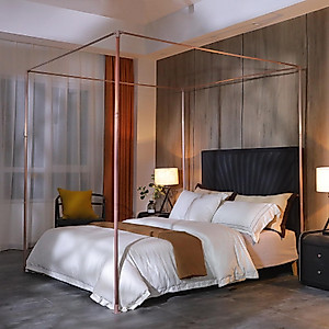 Beyeutao California King Bed Canopy Frame Rose Gold Canopy Bed Frame Aluminum Alloy Bed Canopy Bed Frame Four Poster Bed Frame.