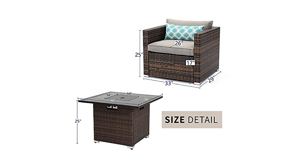 HOMPUS Outdoor 5-Piece Patio Set with Fire Pit | Durable & Stylish