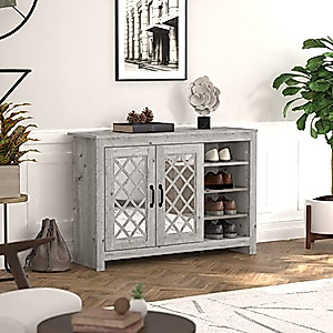 Galano Millicent 16 Pair Shoe Cabinet 2 Door Shelves Modern Rack Standing Cabinet Storage Doors Organizer