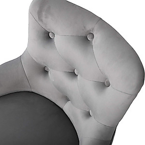 Blairot Velvet Vanity Chair with Tufted Back Gold Metal Legs Dining Chair Mid Century Modern Upholstered Accent Desk Chair for Living Room Home Office Bedroom (Grey)