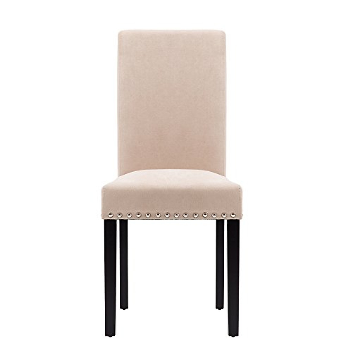 NOBPEINT Dining Chair Upholstered Fabric Dining Chairs with Copper Nails,Set of 2,Beige